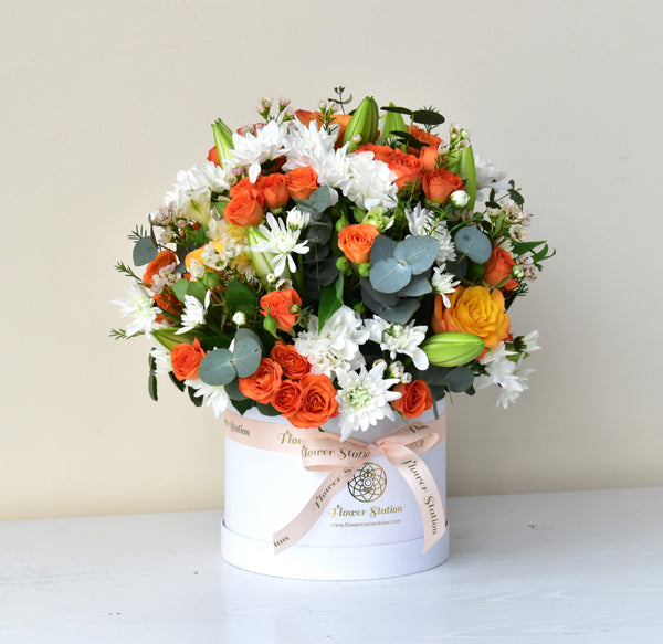 Get Well Flower Box | Orange Flower Box | Flower Station