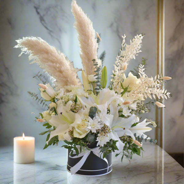 Stylish Flower Box | Mixed White Flowers | Flower Station